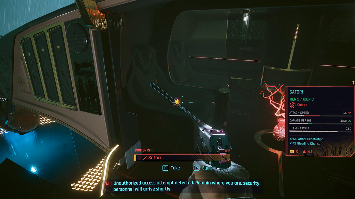 Cyberpunk 2077: How to Get Satori Katana and Nehan Dagger – GameSkinny