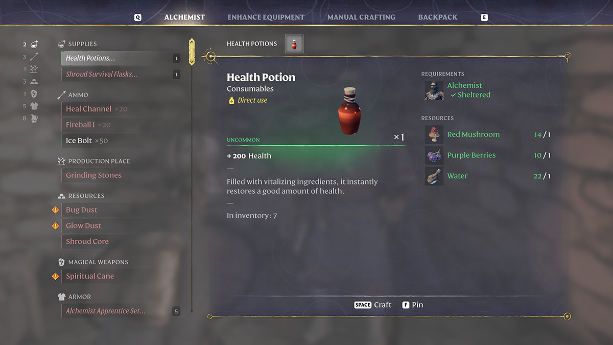 Enshrouded: How to Heal and Craft Healing Potions – GameSkinny