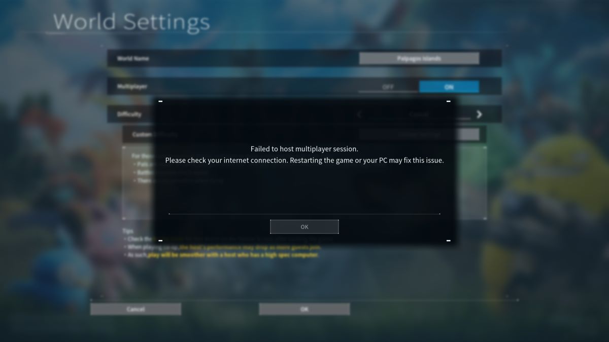 Palworld Failed to Host Multiplayer Session Error Fix: Stuck on ... Palworld Failed to Host Multiplayer Session Error Fix: Stuck on ...