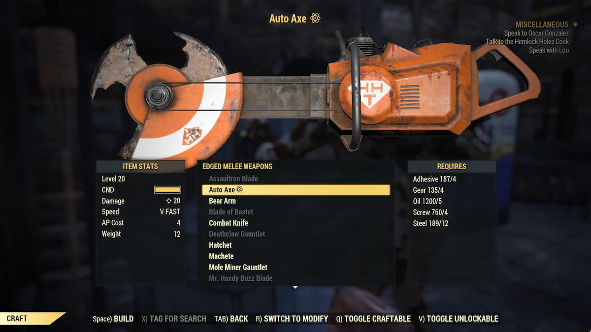 How to Get the Auto Axe in Fallout 76 – GameSkinny